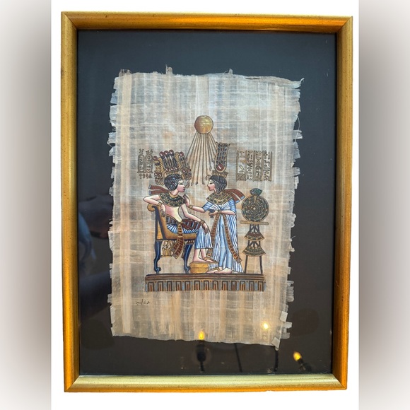 Hand Crafted | Art | Egyptian On Papyrus Paper King Tutankhamen Pharaoh ...